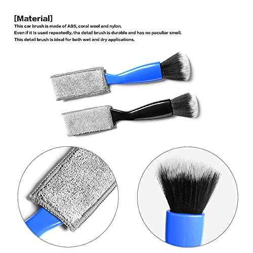 Rsept Soft Car Detailing Brush,Double Head Brush for Car Clean,Car Detailing Brushes Exterior,Double Ended Portable Cleaning Brush Mini Hand Held Magic Brush Duster for House, Car, Office (Black)