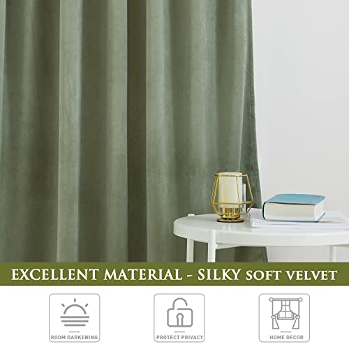 StangH Sage Green Curtains 84 inches, Super Soft Thick Velvet Drapes for Nursery Bedroom Thermal Insulated Privacy Doorway for Home Office/Bathroom, W52 x L84 inches, 1 Panel