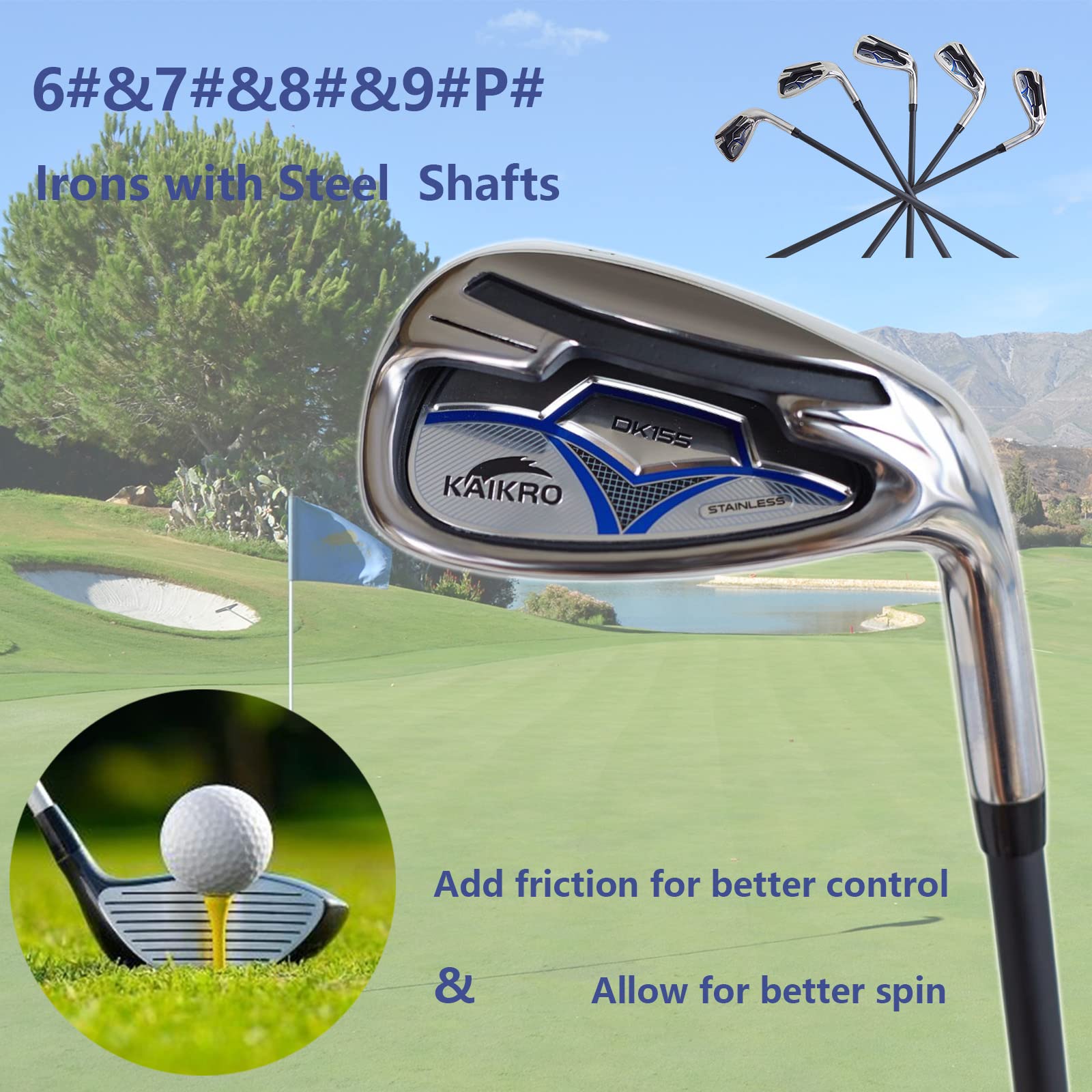 KAIKRO Complete Golf Clubs Set,Men's Golf Clubs Set for Right Hand & Stand Bag,Beginner Set,Lightweight Starter Set (Carbon Fiber)