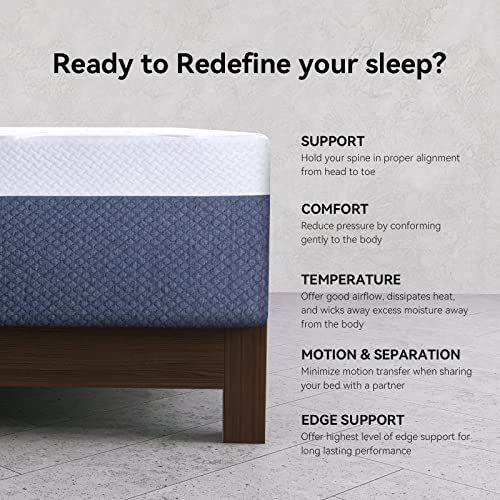Vyfipt King Size Memory Foam Mattress 14 Inch Bed in a Box Gel AeroFusion Memory Foam Cooling Medium Firm Hybrid Mattress - Breathable - No Box Spring Needed β King,14 Inch