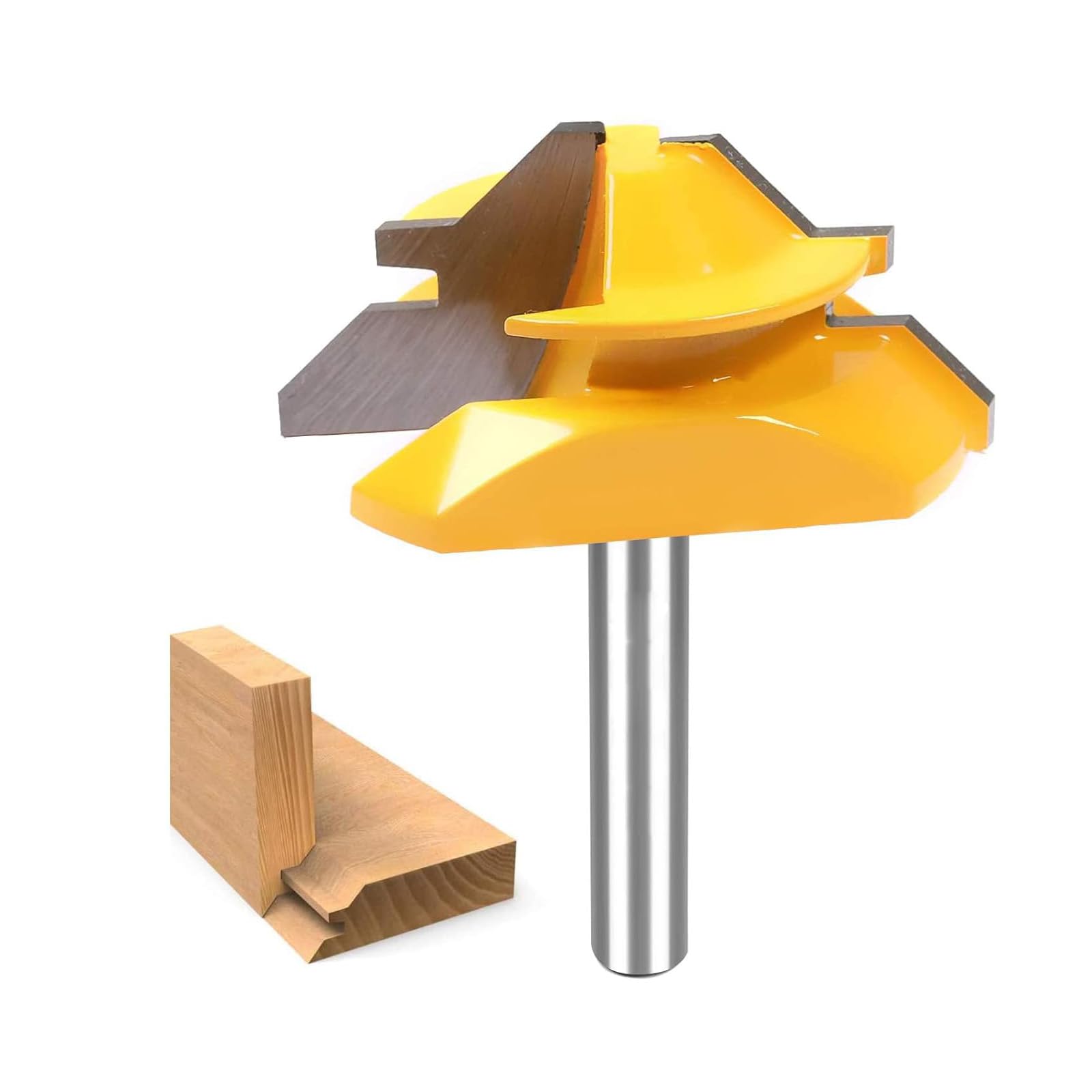 TOEVER 1/4 Inch Shank Router Bit,45 Degree Lock Miter Router Bit , for 31/64", 37/64",3/4" Cutting Height,3-Piece Joint Router Bits, Wood Milling Cutter Glue Joint Tools Set(3PCS 1/4 Shank)