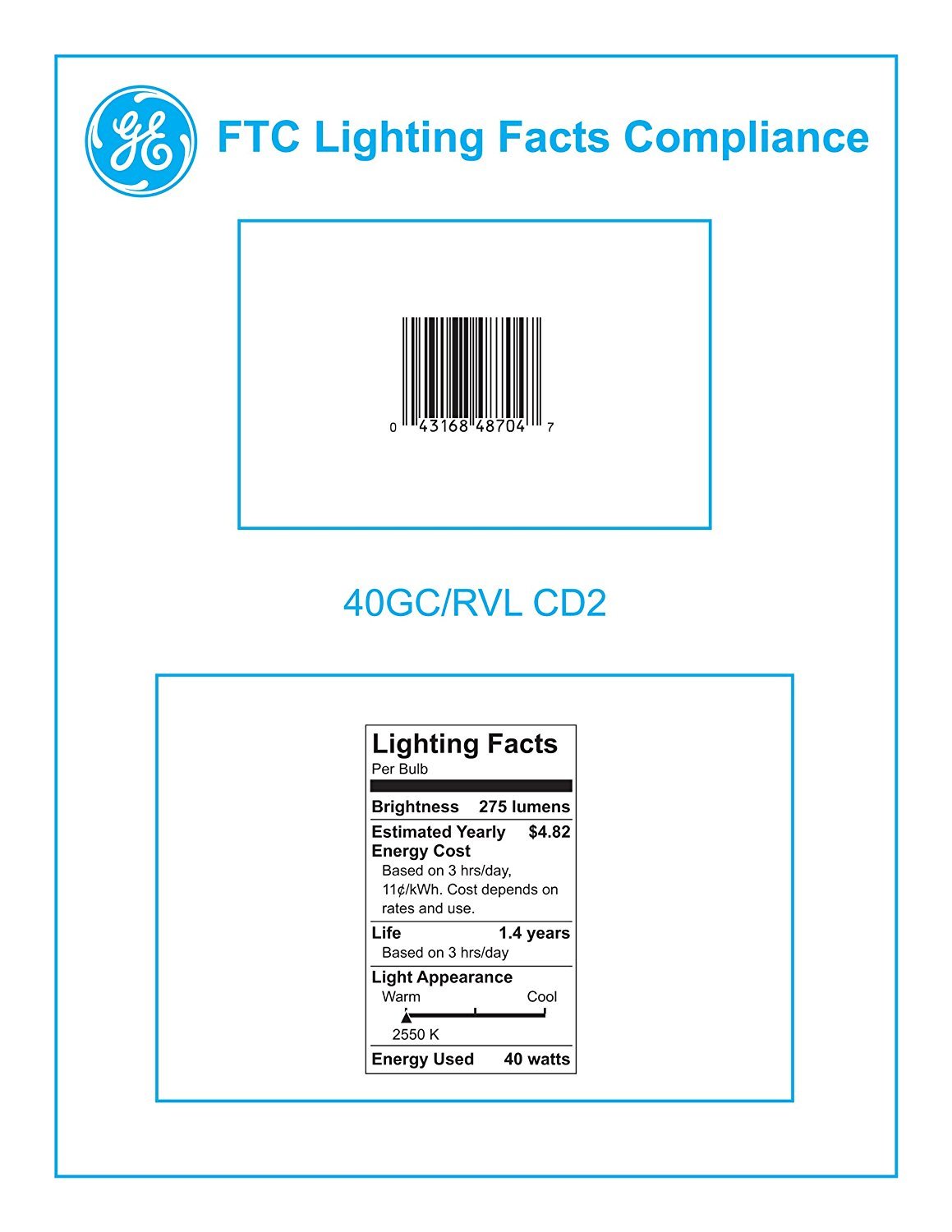 GE Lighting 48704 40-Watt Reveal Candelabra Globe G16.5, 4 Bulbs