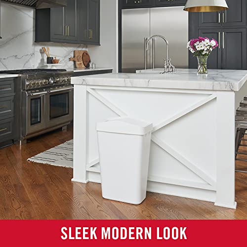 Rubbermaid Swing Top Waste Container for Home and Kitchen, Easy Access Disposal and Slim Modern Trash Can with Lid, 12.2 Gallon Capacity, White