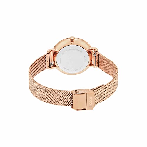 Fossil Women's Jacqueline Quartz Stainless Steel Mesh Three-Hand Watch, Color: Rose Gold (Model: ES4352)