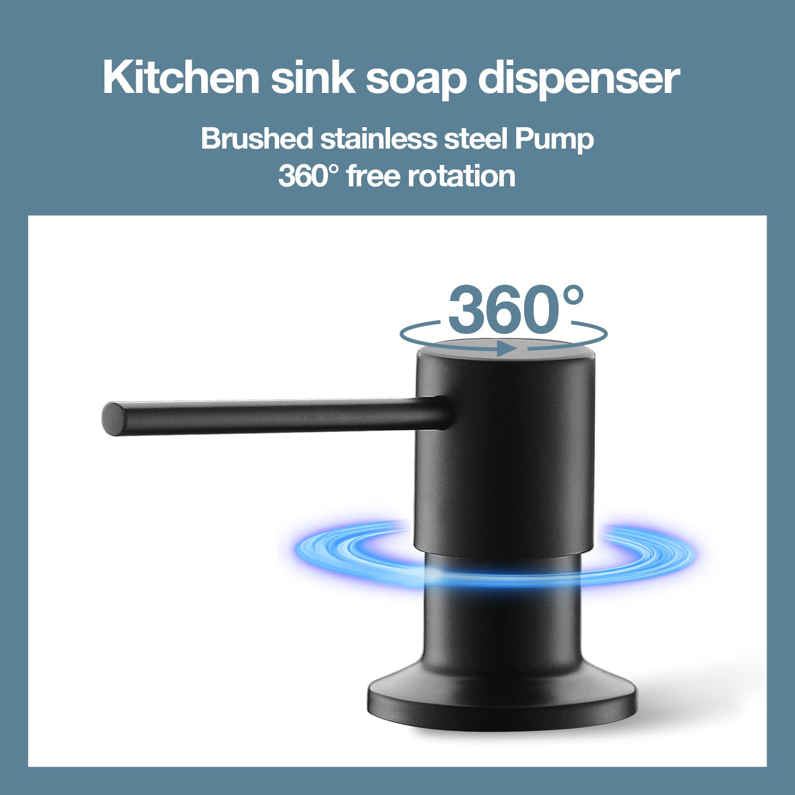 Matte Black Kitchen Sink Soap Dispenser, Ouen Countertop Pump Hand Lotion Built in Pump Soap Dispensers, Stainless Steel Sink Soap Dispenser Pump with 17oz Large Liquid Soap Bottle