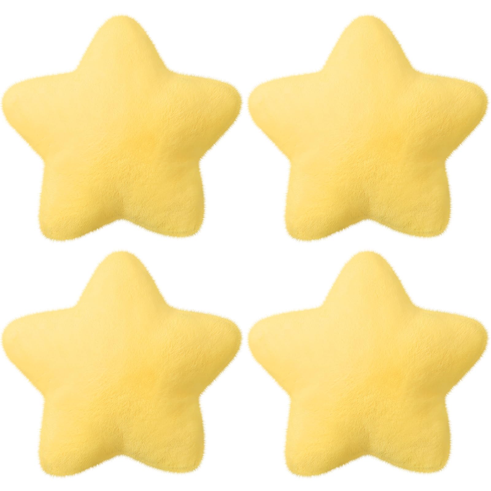 Spiareal 4 Pcs 15.7" Yellow Star Pillow Plush Stuffed Star Shaped Pillow Soft Cute Throw Pillows Plush Pillow for Bedroom Sofa Living Room Birthday Gift for Kids, Girls, Boys