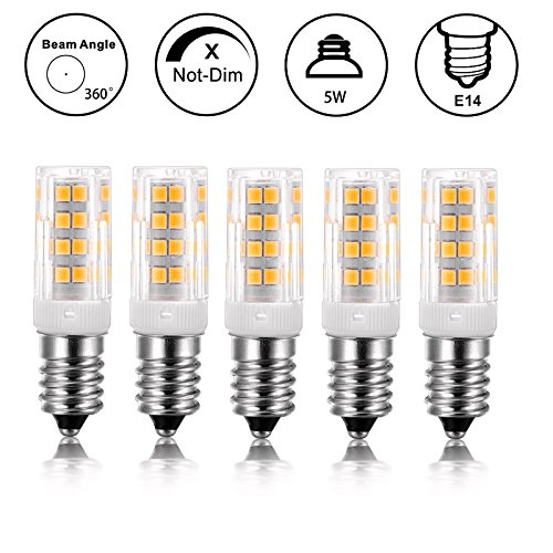 Vlio E14 5W LED Light Bulb 10 Pack, Cool White 6000K, 40W Incandescent Bulb Equivalent, 400LM 52 LED 2835-SMD Light, Not Dimmable, AC110V