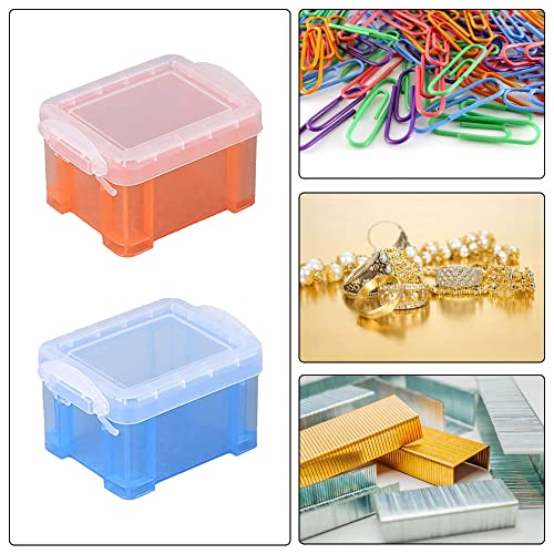 QianDanS 6 Pack Mini Storage Boxes Plastic Storage Box Organiser Boxes with Lid Small Storage Bin Boxes for Storing Paper Clips Staples Beads Earrings Rings
