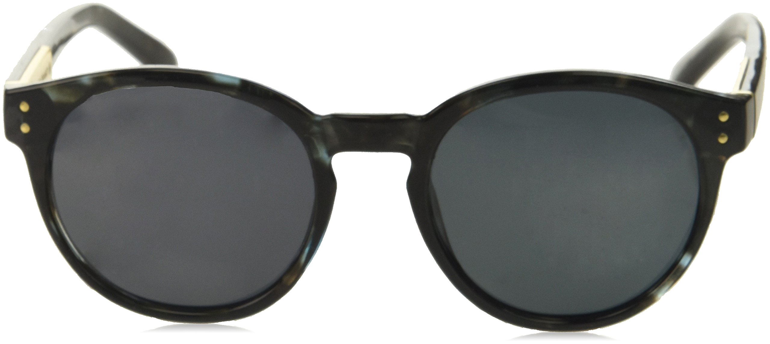 Foster Grant Women's 24244 Gray Polarized Round Polarized Sunglasses, Black/Smoke, 51 mm