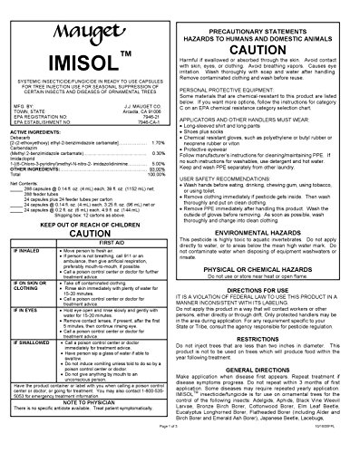 Mauget Imisol 4ml, Tree Injector Combination of Insecticide & Fungicide, Containing Imidacloprid & Debacarb (Imicide, Fungisol)