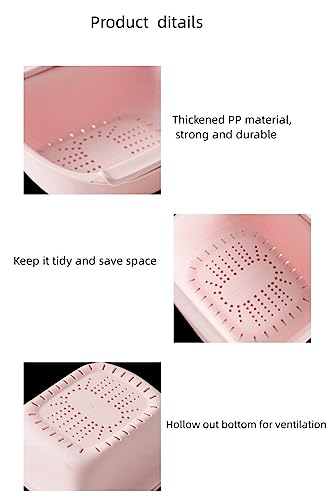 Rectangular Lazy Susan for Refrigerator，3 Pack Kitchen/Fridge Organizers and Storage for Cabinet, Table, Pantry, Kitchen, Countertop（16.5 * 15.5 * 6.5cm） (Pink)
