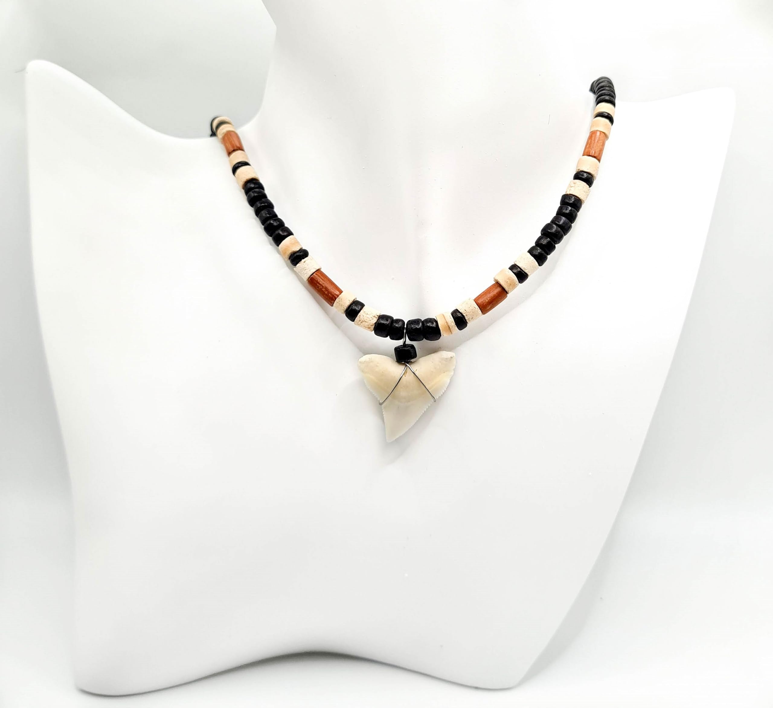 Genuine Mako Shark Tooth Beads Surfer Necklace for Men Women Handmade Boho Bohemian Jewelry GA390