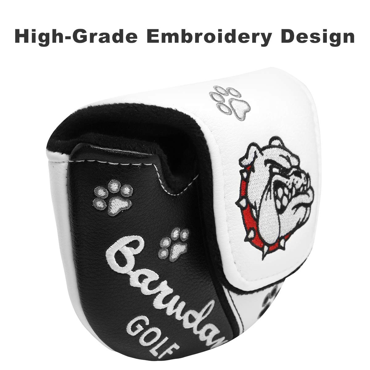 Golf Putter Cover Mallet, Putter Covers Golf Club Head Covers Putter Headcover for Mallet Leather Golf Putter Head Covers with Magnetic for Odyssey 2 Ball Scotty Cameron Callaway (White-2)