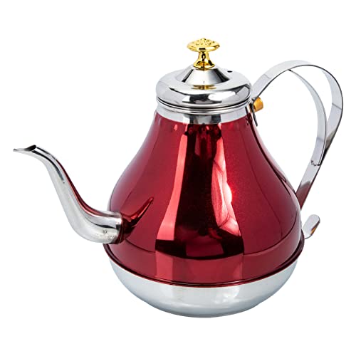 Stainless Steel Tea Kettle with Filter Golden Stovetop Teakettle with Infuser Sturdy Teapot for Tea Coffee Fast Boiling (Small 1.8L) (Color : Red)