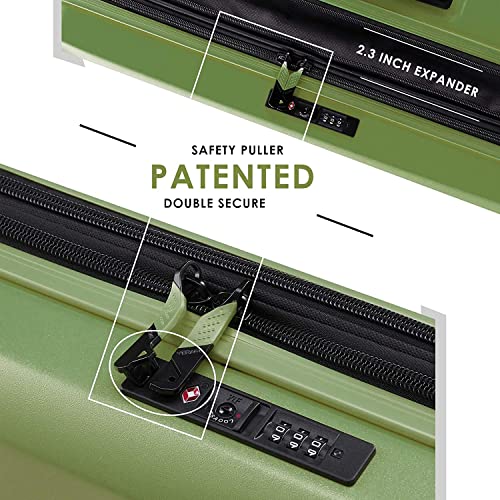 VERAGE Freeland 3 Piece Luggage Sets with X-Large Spinner Wheels, Expandable Hardshell Luggage Sets, Travel Suitcase Set TSA Approved (20/24/29-Inch, Green)