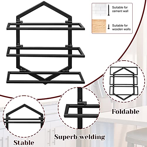 YALINKA 2Pcs Wall Mounted Wine Stemware Rack, Metal Hanging Wine Glass Display Holde Holds 3 Bottles, Elegant Storage for Kitchen Dining Room Bar Wine Cellar