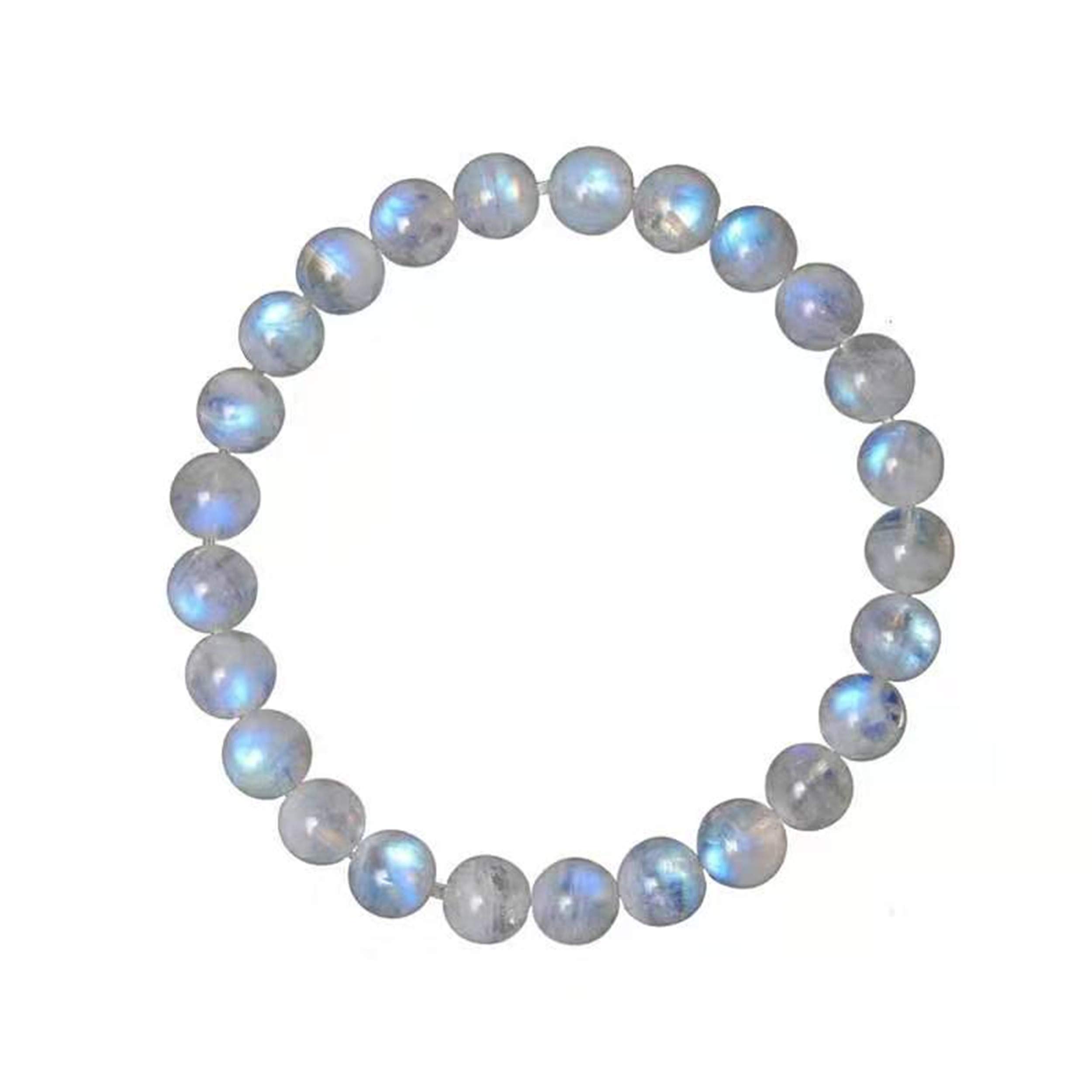 Genuine Natural Moonstone Gemstone Crystal Round Bead Woman Lady Bangle Bracelet