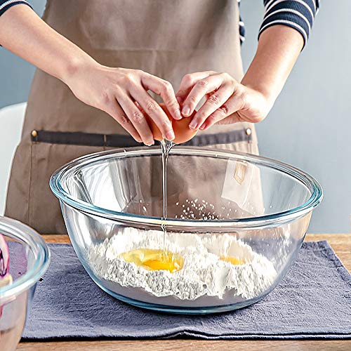 M MCIRCO Glass Salad Bowls with Lids-14-Piece Set, Salad Bowls with Lids, Space Saving Nesting Bowls - for Meal Prep, Food Storage, Serving Bowls -Glass bowl For Cooking, Baking