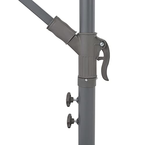 SunshineFace Cantilever Umbrella with LED Lights, Solar Powered Outdoor Market Patio Table Umbrella with LED Lights and Tilt(Brown, 137.8"x110.2")