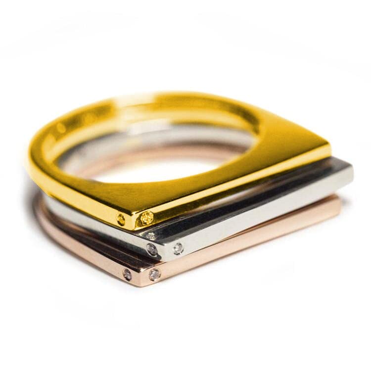 Geometric Ring Simple Two Bar Round Rings for Women Stainless Steel Simple Rose Gold Matte Wedding Party Rings