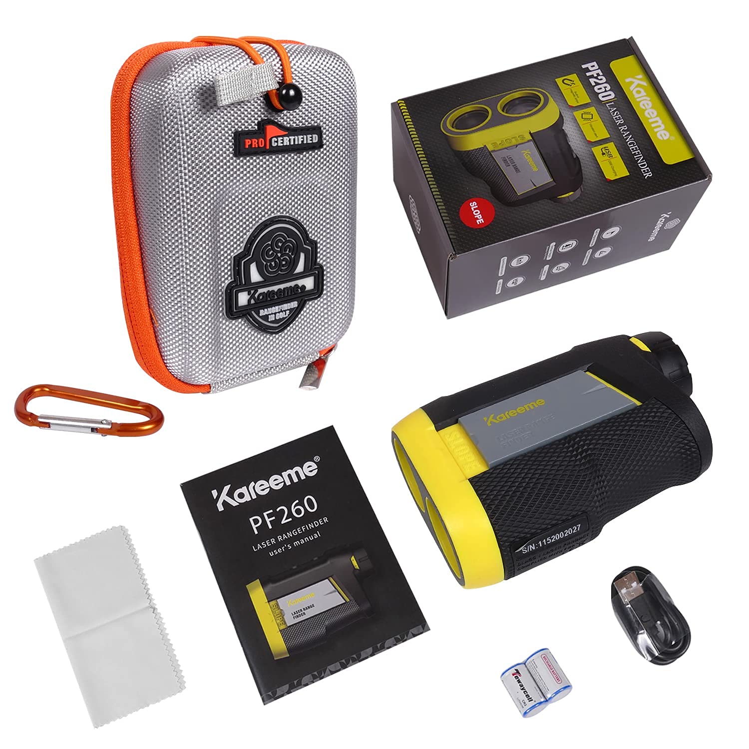 Golf Rangefinder with Slope - Laser ±0.55yard Accuracy Rechargeable Golf Distance Finder Aaccessories with USB Charging Flag-Lock Tech with Vibration Distance Angle Measurement for Golf Competition