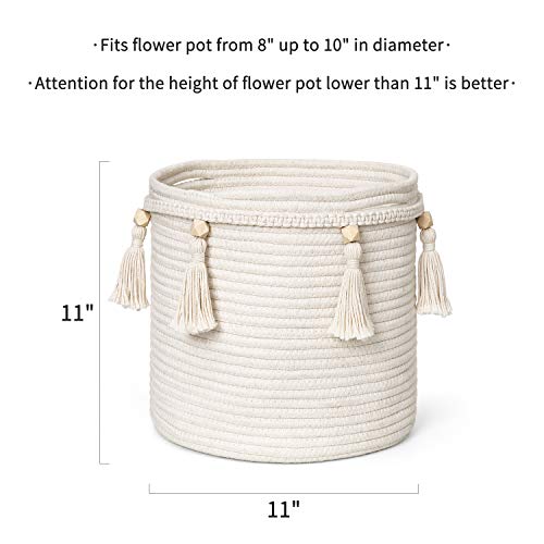 Mkono Macrame Decorative Rope Basket and Boho Storage Baskets Organizer for Home Bedroom Living Room College Dorm Bed, Set of 3