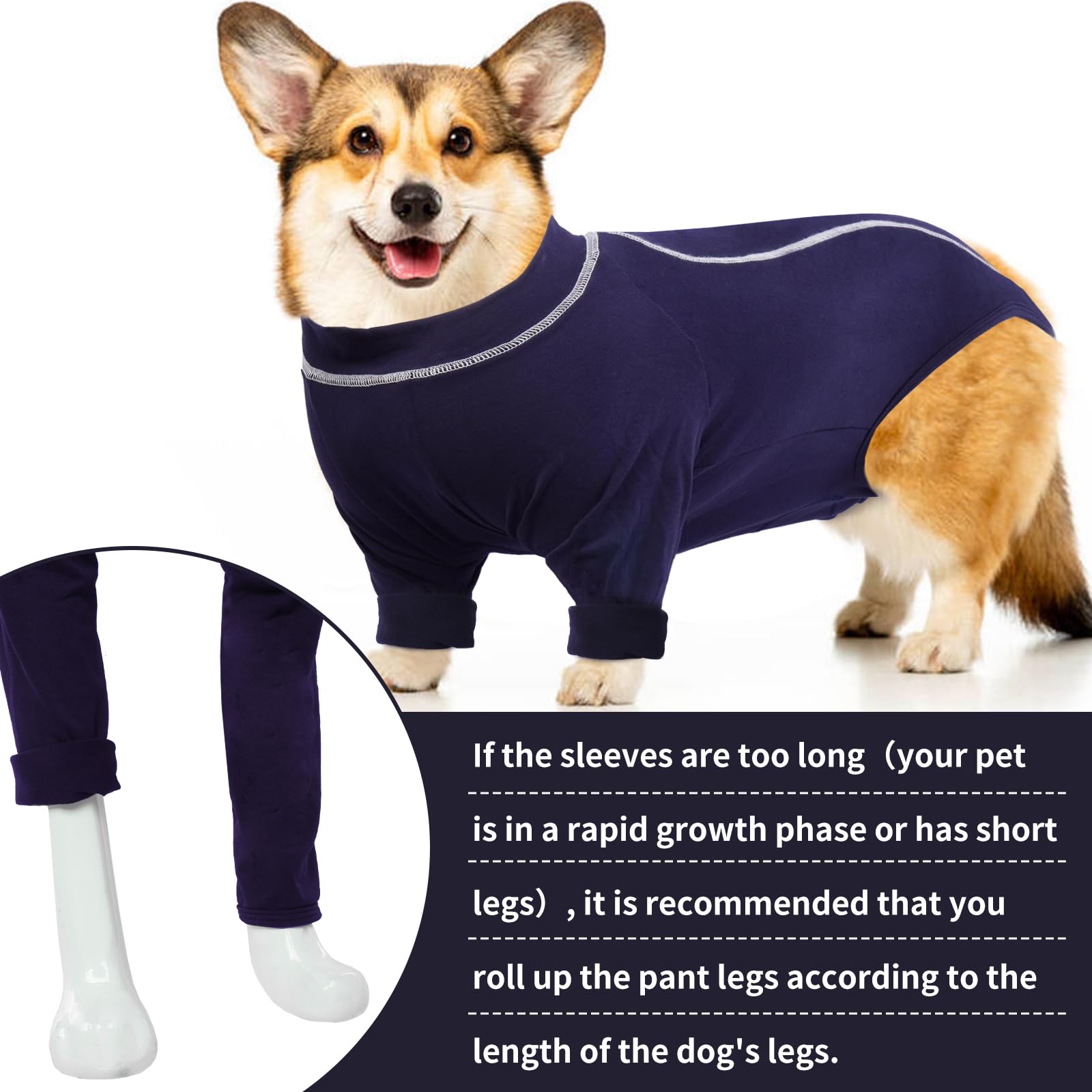 ROZKITCH Dog Surgery Recovery Sleeve for Front Legs, Anti-Lick Wound Protector with Zipper, Dog Elbow Brace for Joint Care, ACL/CCL Sprain, Arthritis, Post-Op Suit, Cone Collar Alternative Blue S