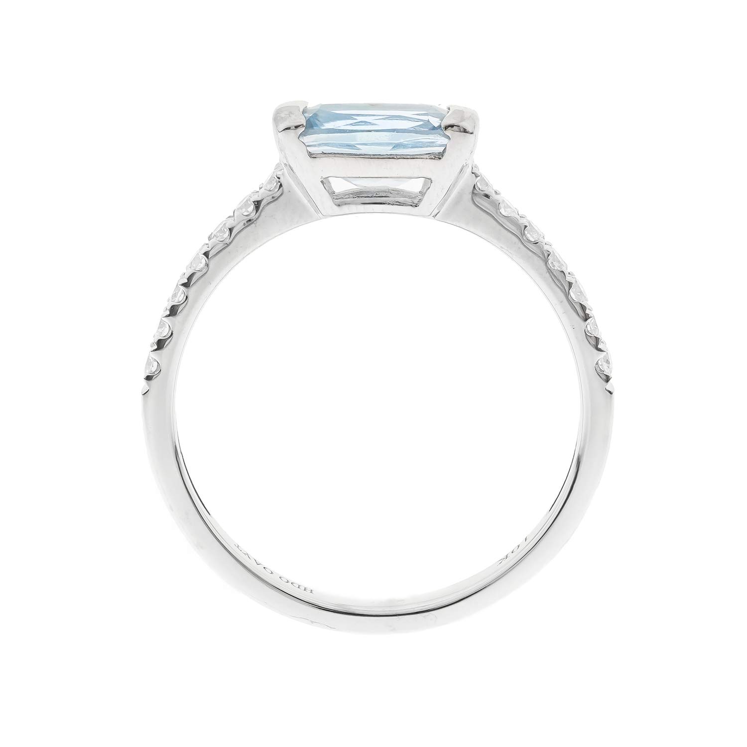 Gin & Grace 10K White Gold Genuine Aquamarine Ring with Diamonds for Women | Ethically, authentically & organically sourced (Cushion-Cut) Shaped Aquamarine Hand-Crafted Jewelry for her