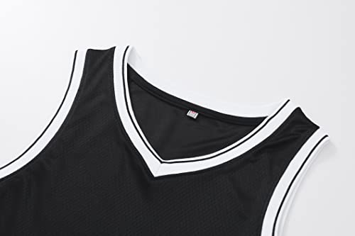 SHAJUNQI Basketball Jersey Men's Mesh Athletic Sports Shirts Training Practice - Blank Team Uniforms for Sports Scrimmage UO-Black White XL