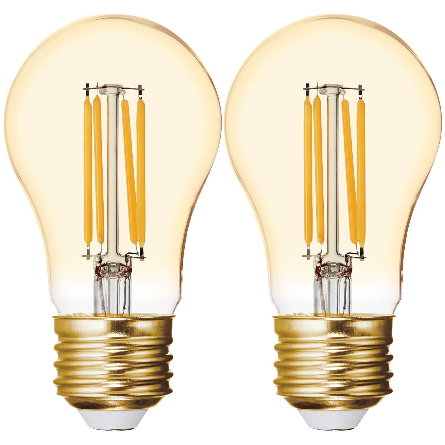 GE Vintage Style LED Light Bulbs, 4 Watt (40 Watt Equivalent) Warm Candle Light, Amber Glass, Medium Base, Dimmable (2 Pack)