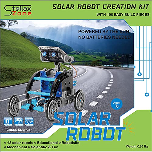 STELLAX ZONE 12 in 1 Solar Robot Kit, Building Robots for Kids 8-12 Year Olds Boys Girls Gifts, 190 Pcs STEM Education Science Toys Robotics Kits