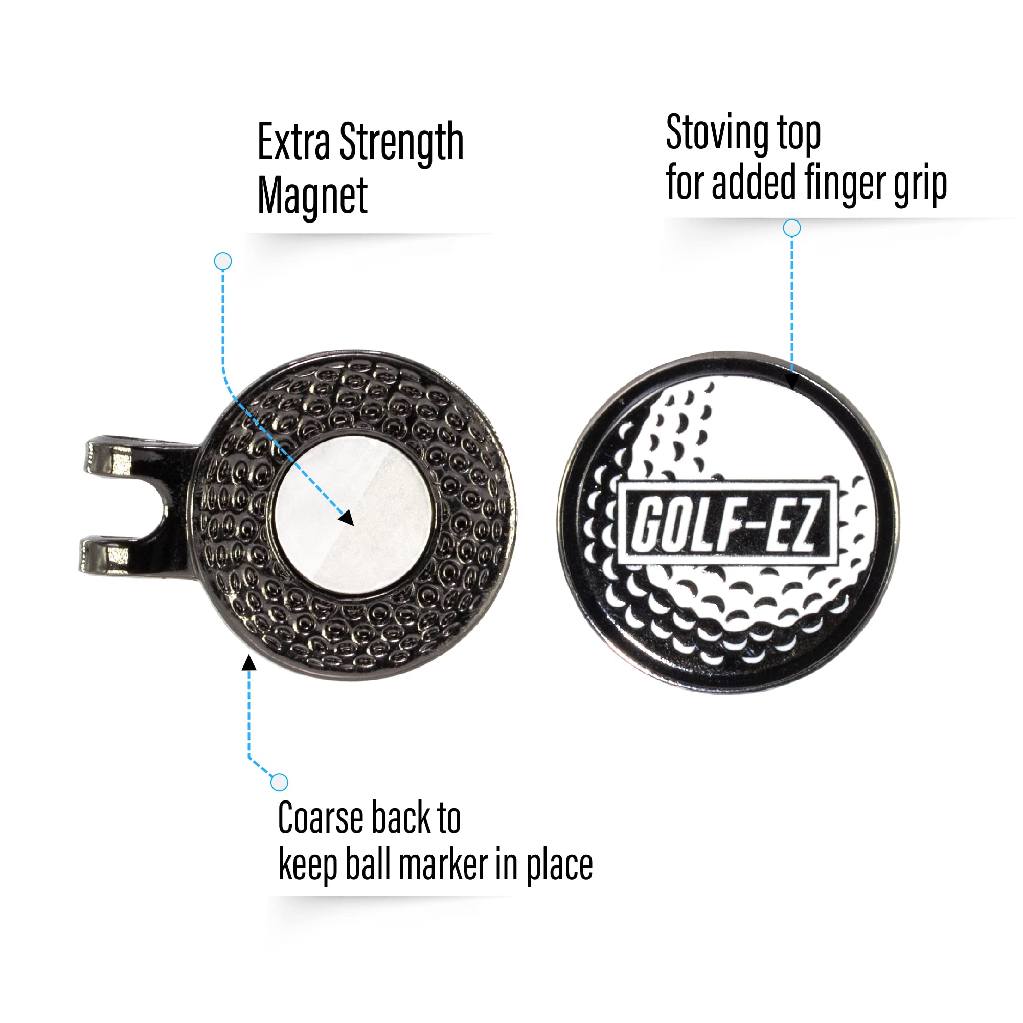 Golf-EZ TRI-LINE Golf Ball Alignment Kit with Hat Clip Ball Marker and Carry Case | Swing Path Arrows & Ball Identifiers (Blue)