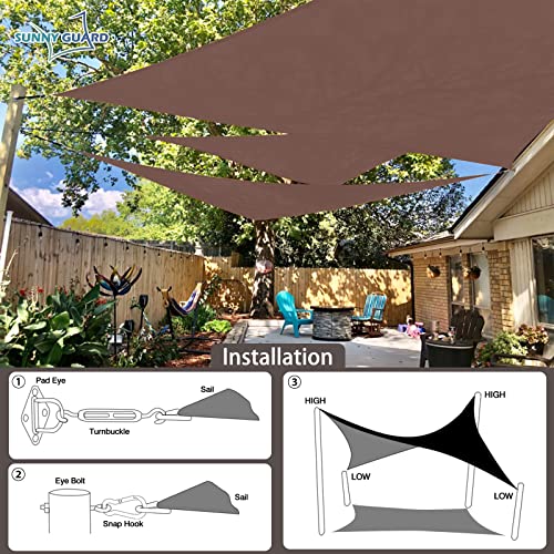 SUNNY GUARD Sun Shade Sail 6.5' x 10'Rectangle Brown UV Block Sunshade for Backyard Yard Deck Patio Garden Outdoor Activities and Facility