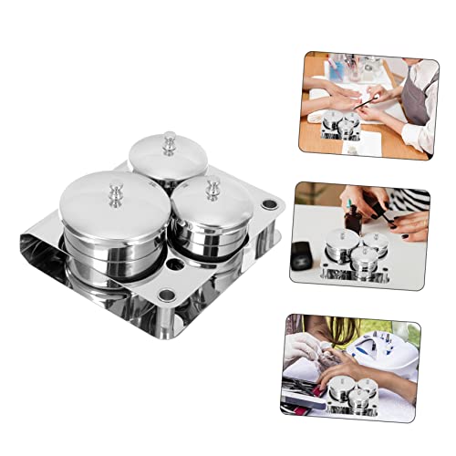 NIYANGLE 5 Sets Nail Dappen Dish Nail Holder Guasha Tool Metal Tray Nail Tool Kit Uñas Acrilicas Nail Art Use Cup Nail Art Cleaning Tool Nail Liquid Holder Nail Brush Nail Polish Bracket