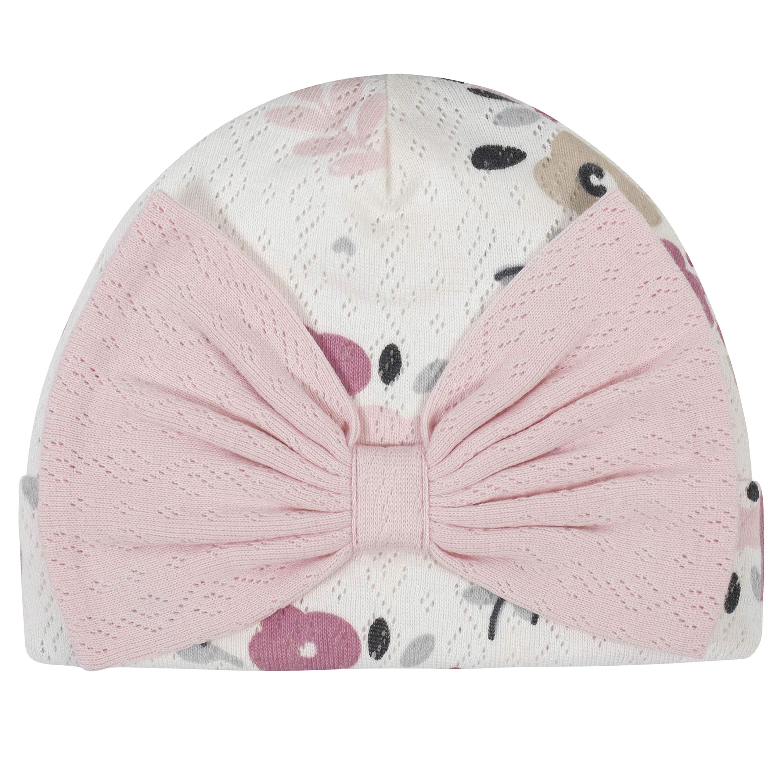 Gerber Baby Girls 4-Piece Gown and Cap Set, Pink Floral, 0-6 Months