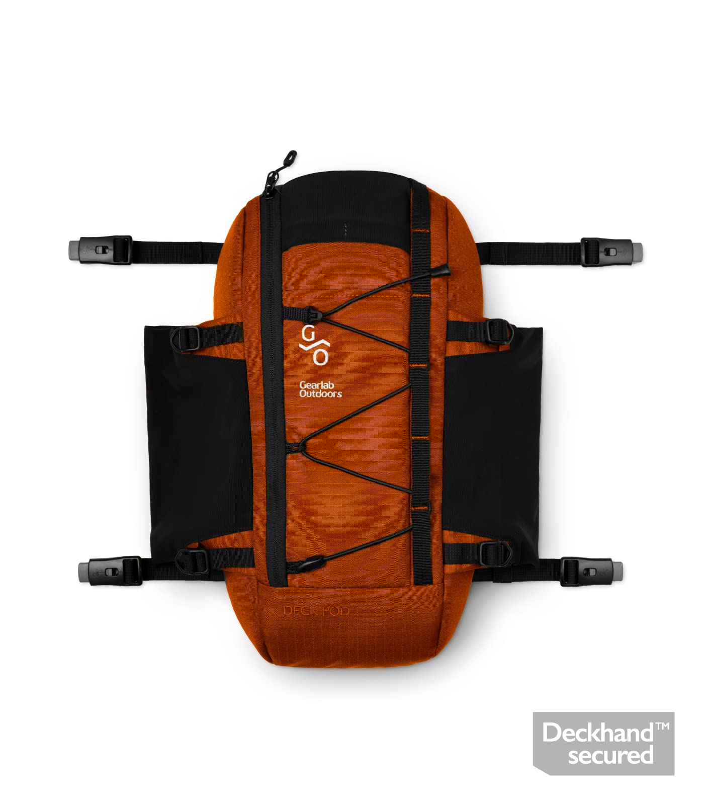 Gearlab Deck Pod 2 - Kayak Deck Bag, Deckhand system (Holds Paddle Float, Bilge Pump) (Black) (Lava)