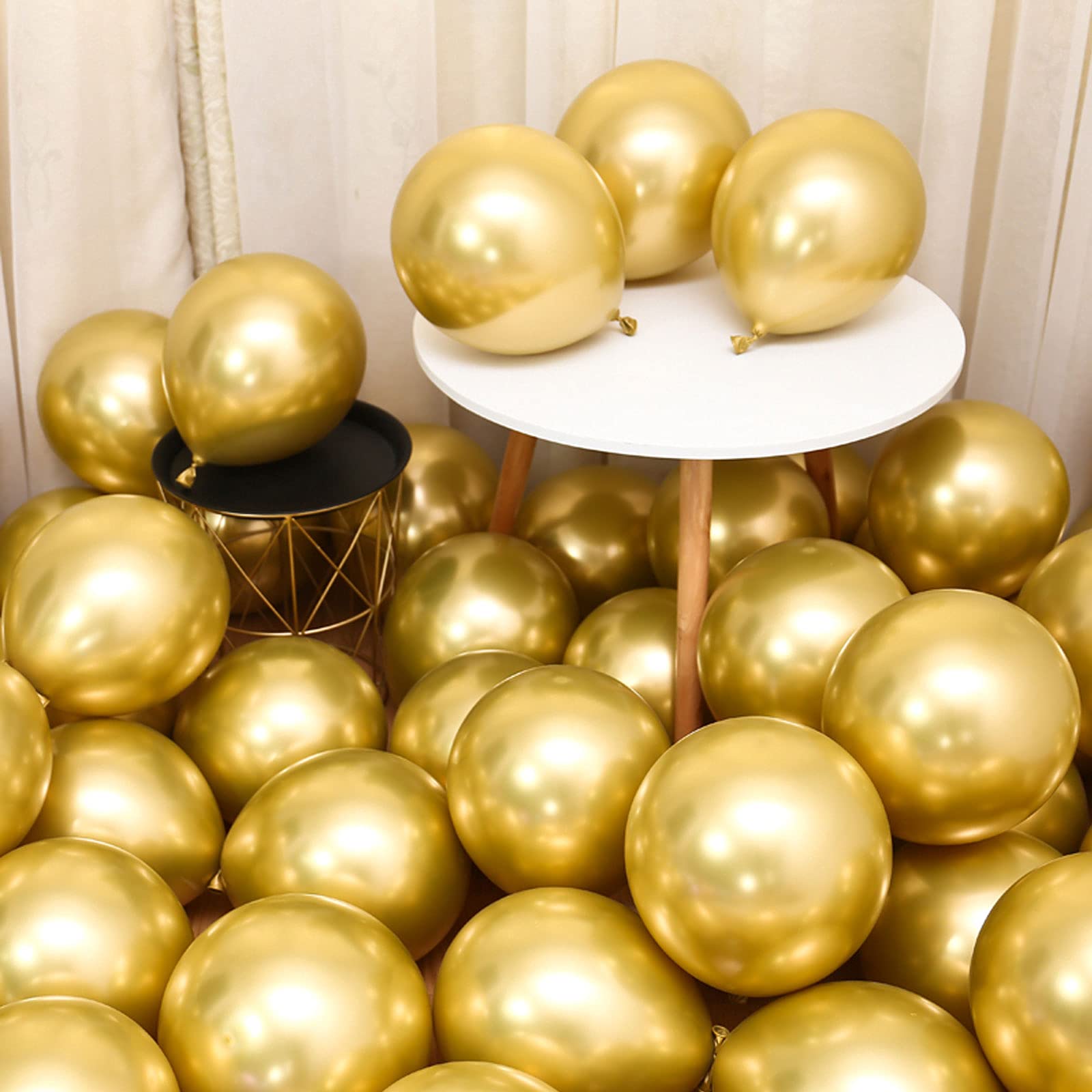 Gold Balloons 5 Inch Metallic Chrome Latex Balloo Gold party decorations,Pack of 100