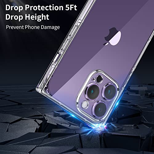 Tzomsze Square iPhone 14 Pro Case for Women Girl,Full Camera Lens Protection Soft TPU Protective Shockproof Cover for iPhone 14 Pro 2022 6.1 Inch-Pink