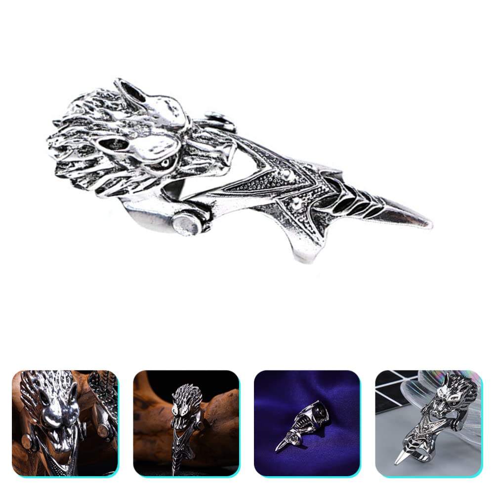 KALLORY Knuckle Joint Full Finger Ring Vintage Punk Rings Wolf Activity Ring Gothic Claw Finger Rings Hip Hop Costume for Men Woman