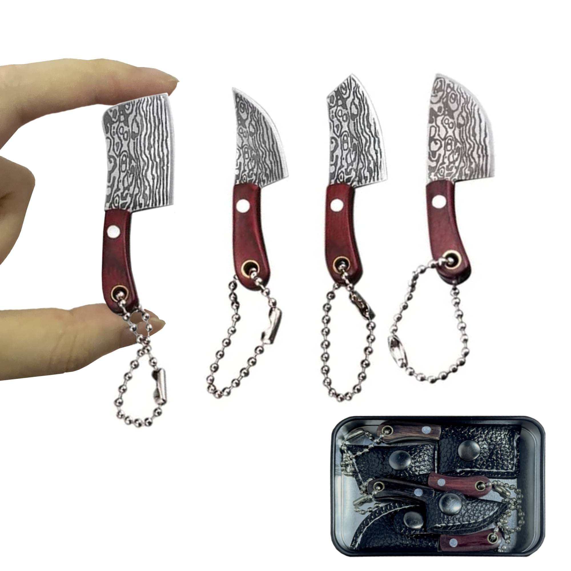 Pocket Knife Set Mini Tiny Knife Set, Mini Chef Knife for Package Box Cutter Outdoor Portable Carry on Decorative Gift Package Unboxing Knife Letter Opener - 4PCS