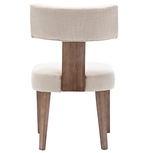 RIVOVA Linen Dining Chairs Set of 4, Modern Dining Chair with Wood Legs, Upholstered Dining Chairs for Dining Room, Kitchen, Vanity, Living Room, Beige