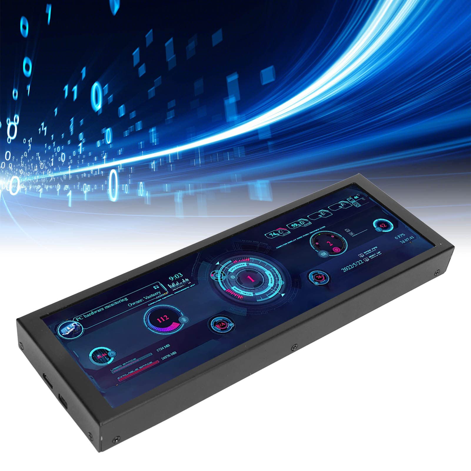 Naroote PC CPU Data Monitor, Computer CPU Monitor 7.9 Inch IPS USB Power Auto Off for Gaming