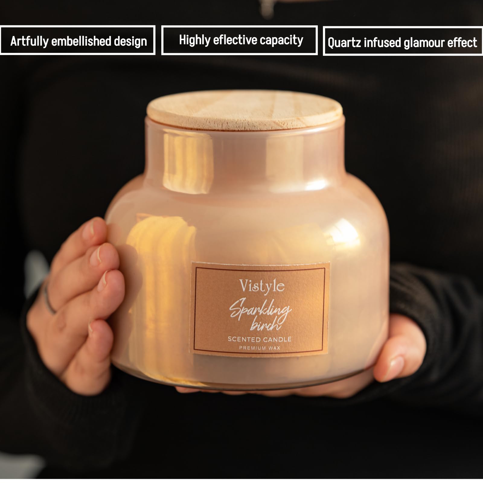 VISTYLE Scented Candle, 16 Oz Large Jar Candle up to 65+ hours burn time, Sparkling Birch scented, Non-Toxic, Candles for Home Decor & Aromatherapy