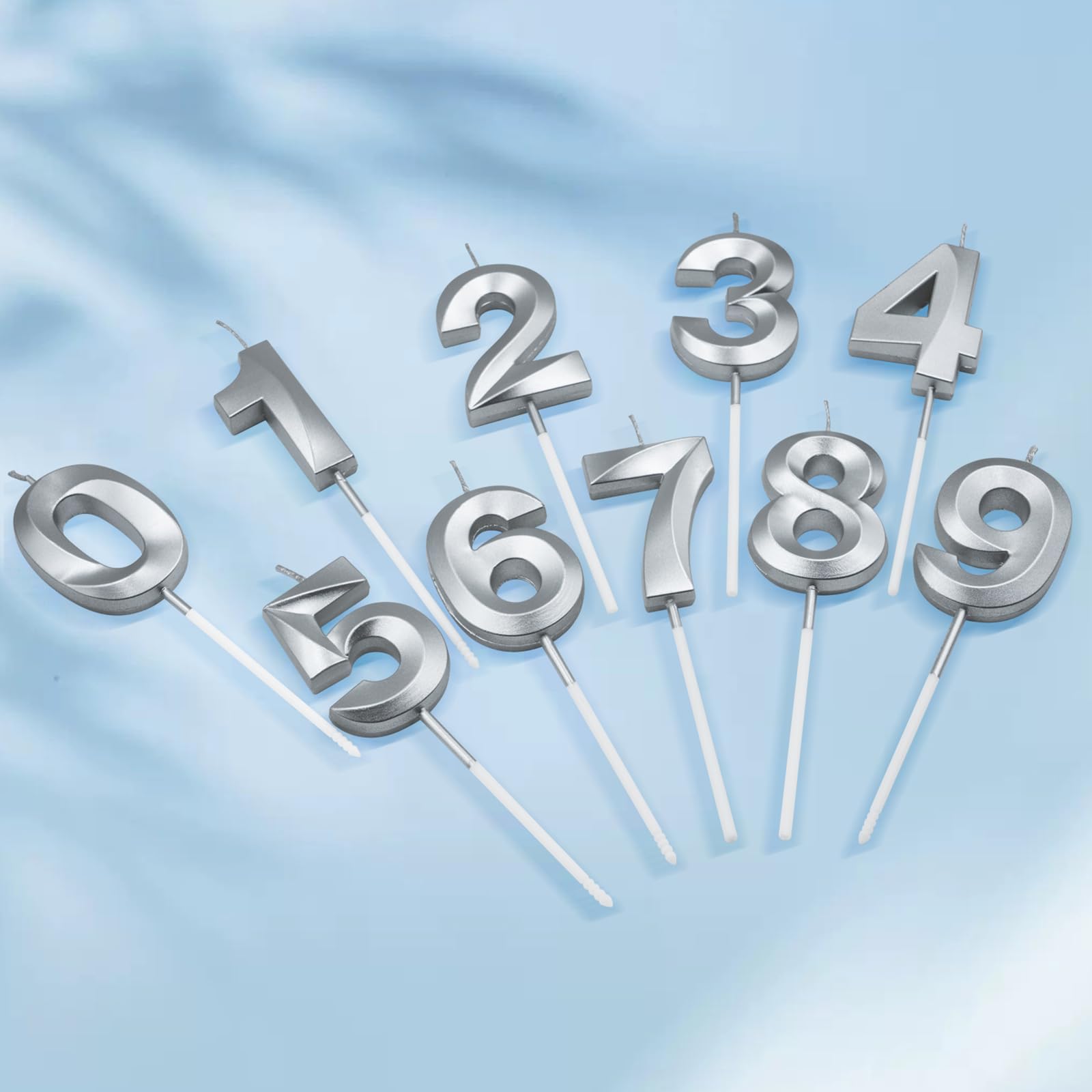 Silver 60th Birthday Candles for Cakes, Number 60 Candle Cake Cupcake Topper for Birthday Anniversary Party Decoration