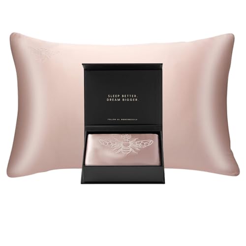 QUEEN BEE SILK - Silk Pillowcase for Hair and Skin - 22 Momme Mulberry Silk - Charmeuse Weave - Envelope Closure - Standard Size - Pink