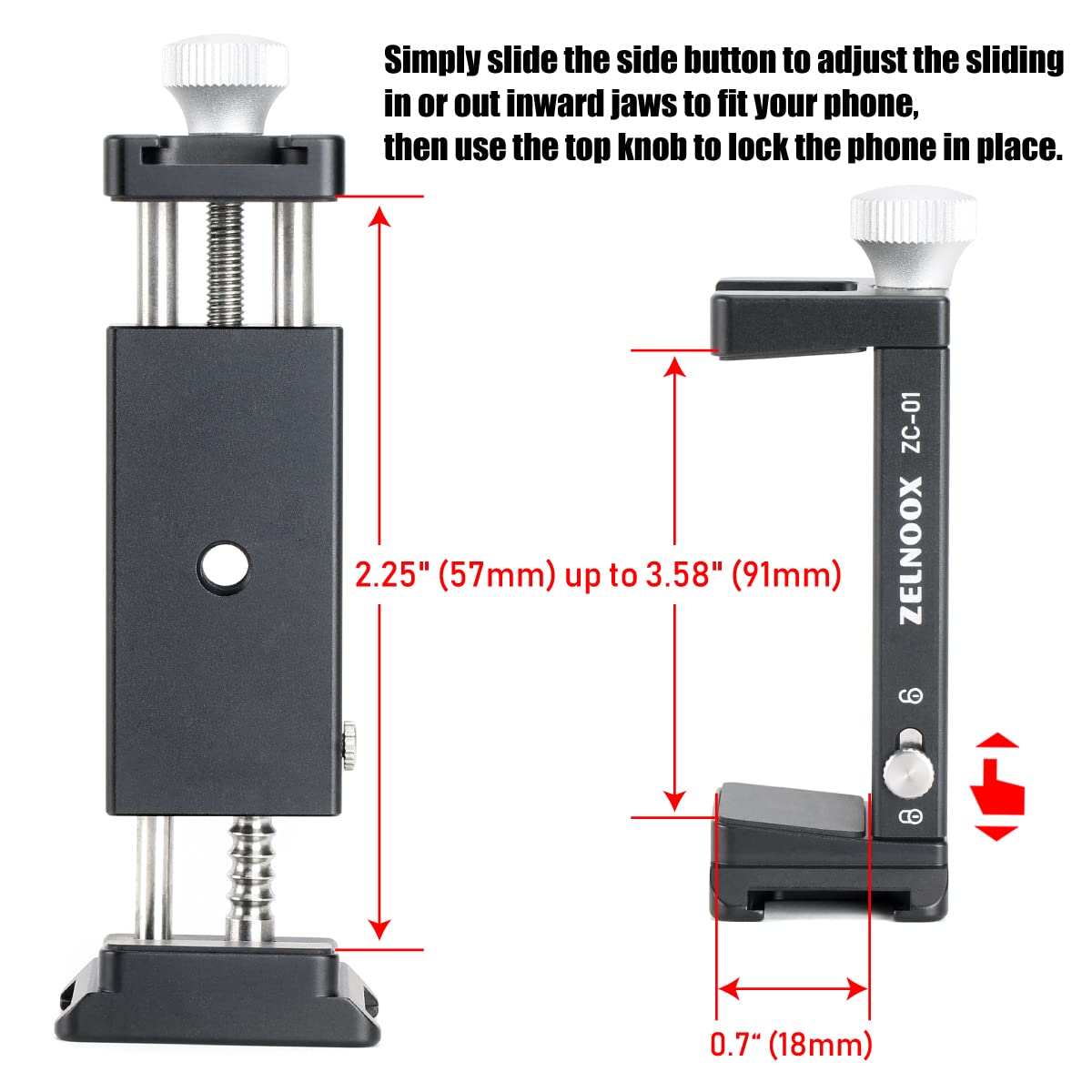 Metal Phone Tripod Mount, Arca/RRS(reallyrightstuff) Quick Release, 1/4" Screw Hole, Phone Holder with Cold Shoe for MIC Fill light, for iPhone 14 13 12 11 X 9 8 Max Pro Tripod Mount