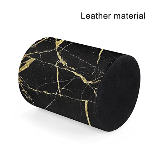 Gold and Black Marble Texture Pen Holder PU Leather Pencil Cup Cute Desk Organizer Makeup Brush Box for Home Office