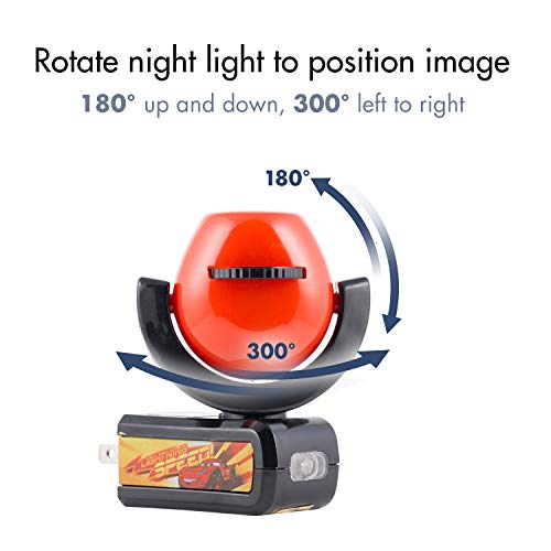 Projectables Pixar Cars LED Kids Night Light, Plug-In, Projector, Dusk-to-Dawn, Lightning McQueen, Mater, Holly, for Hallway, Bedroom, Nursery, Playroom, Gaming Room, 11740