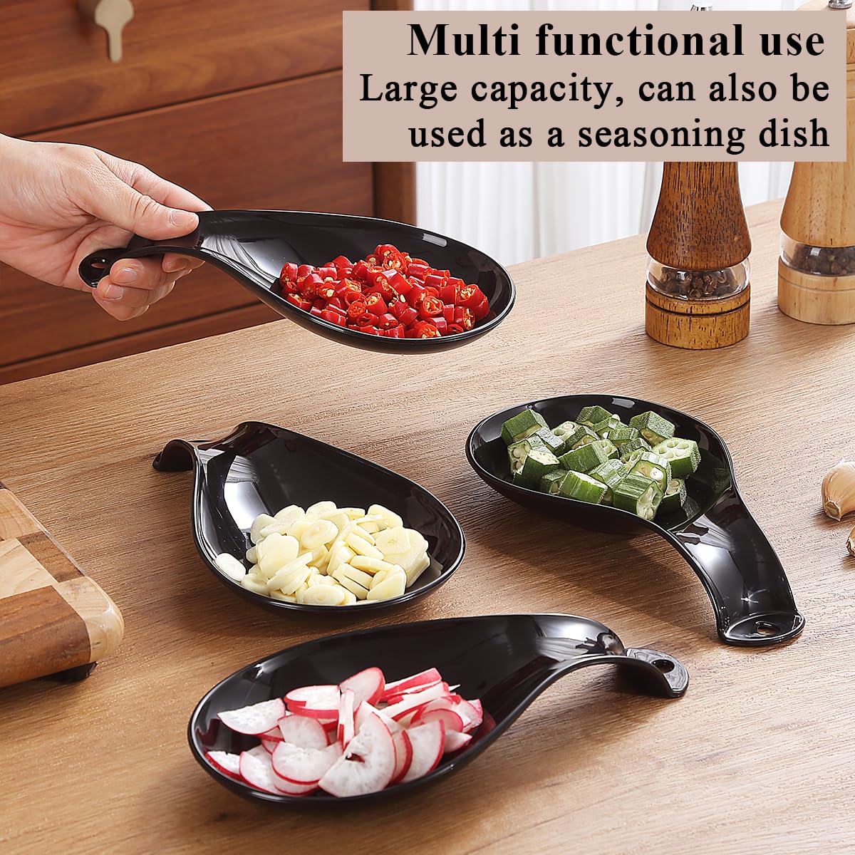 ReaNea Black Plastics Spoon Rest 4 Piece, Spoon Holder for Stove Top, kitchen utensils Holder for Ladles, Tongs, Spatula, Stove Spoon Holder, Dishwasher Safe