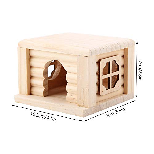 ViaGasaFamido Pet Hamster House, Wooden Odorless Home Openwork Lace Window Hamster House Flat Top Hideout Rat Hut Viewing Room for Small Animals